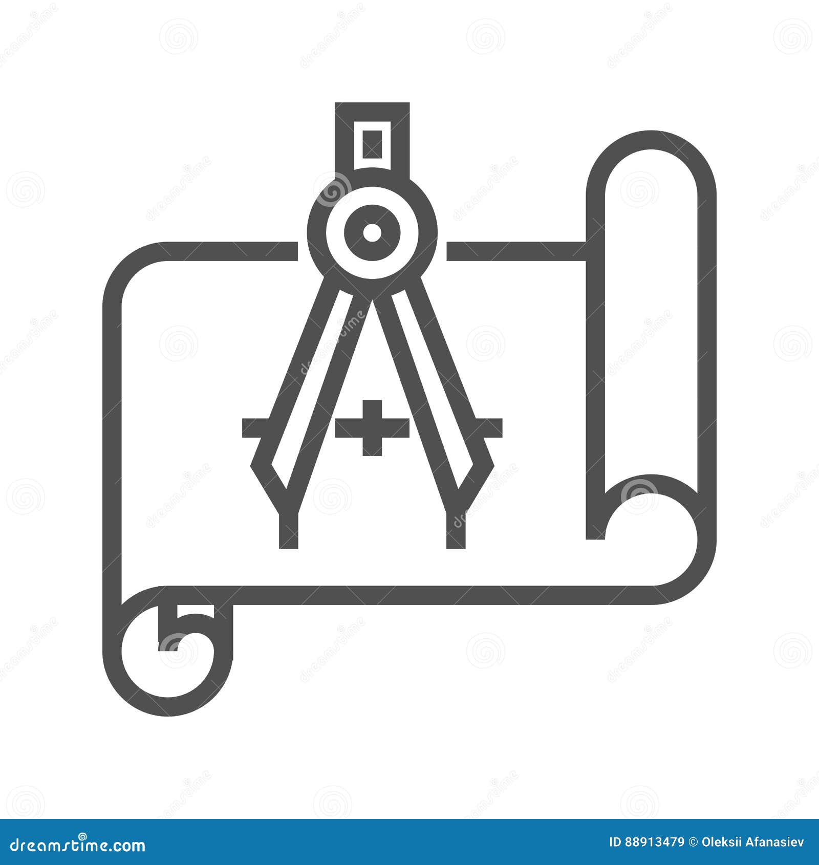 Blueprint with compass stock vector. Illustration of compass - 88913479
