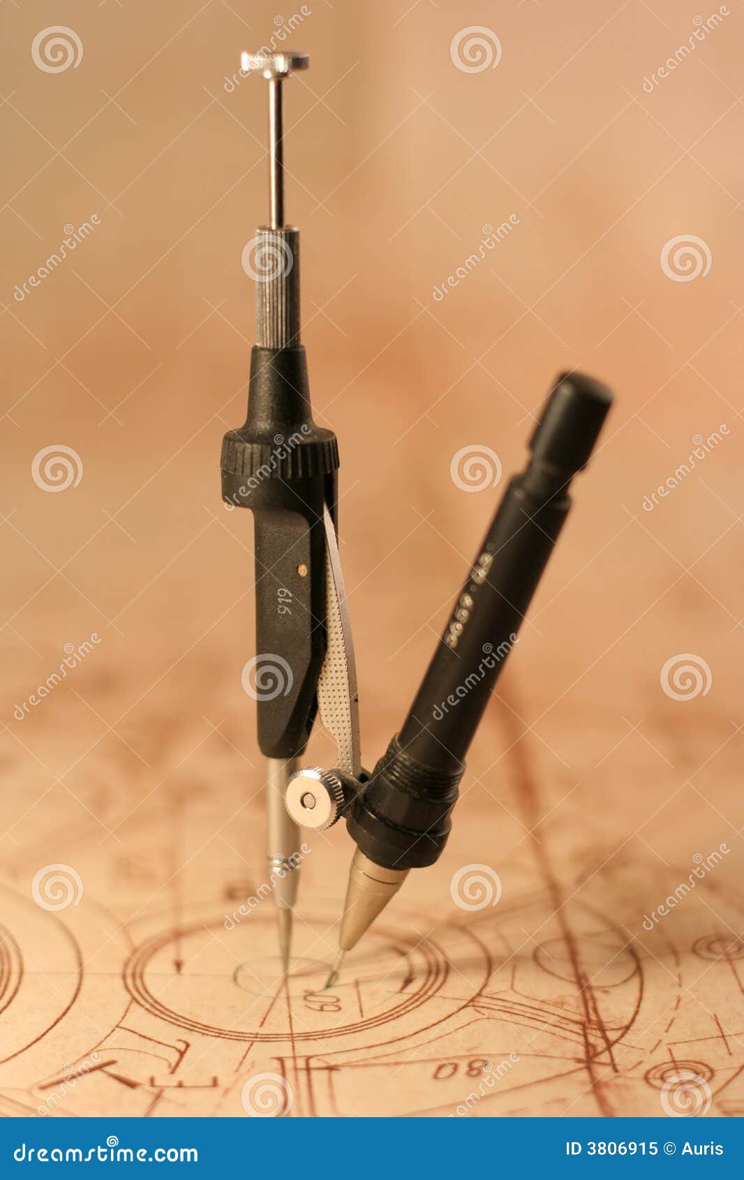 Blueprint and compasses stock image. Image of outline - 3806915