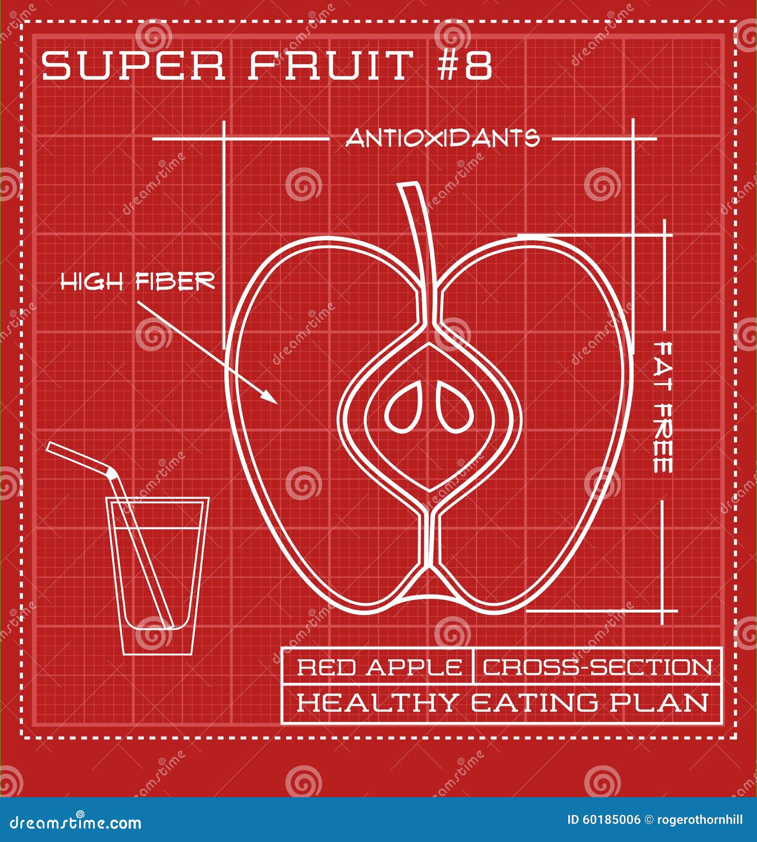 Blueprint Diagram Line Drawing of a Red Apple Stock Vector ...