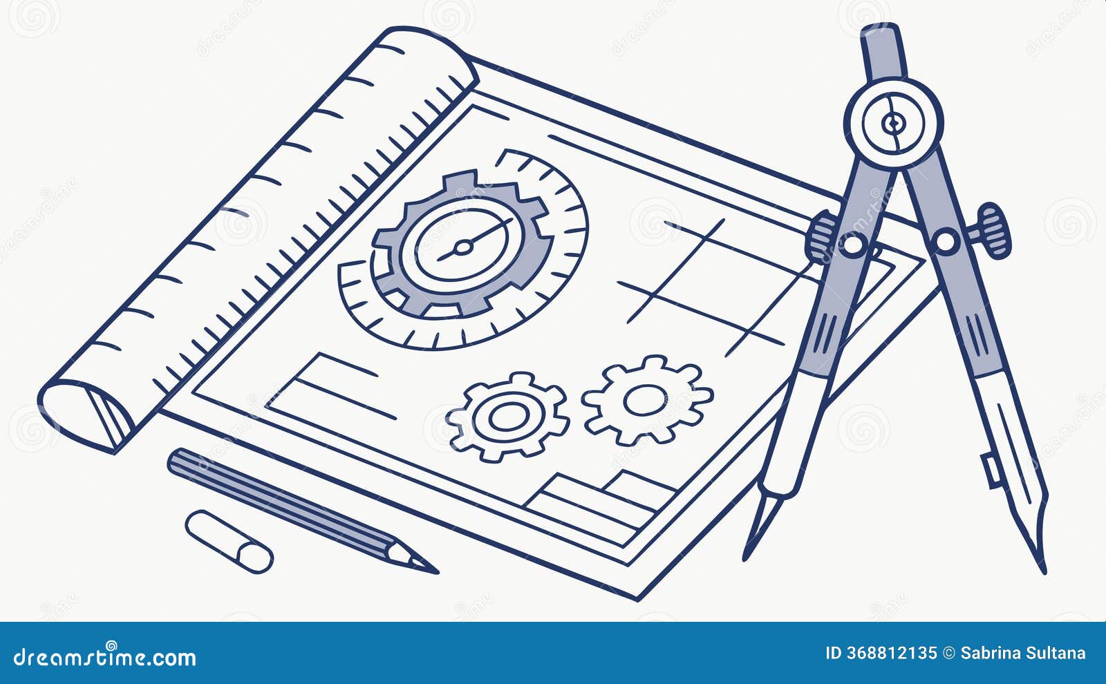 Drafting Tools Architectural Drafter Icon Color Illustration ...