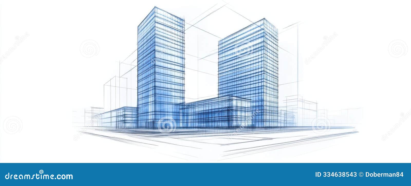 Blueprint Drawing of Modern Skyscraper Architecture Showcasing Urban ...