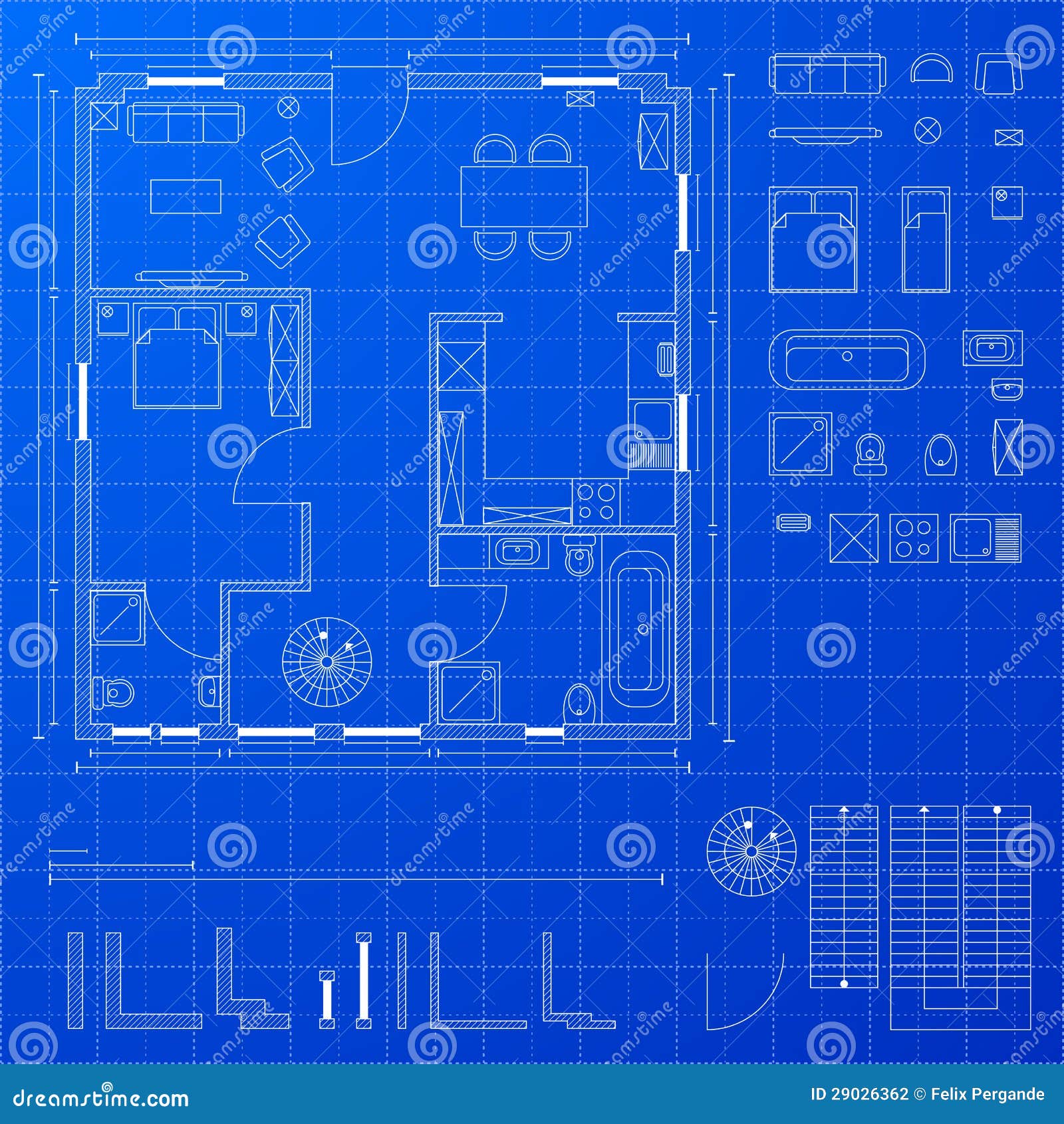 Blueprint elements stock vector. Illustration of development - 29026362