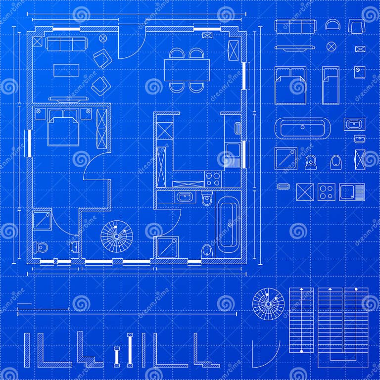Blueprint elements stock vector. Illustration of development - 29026362