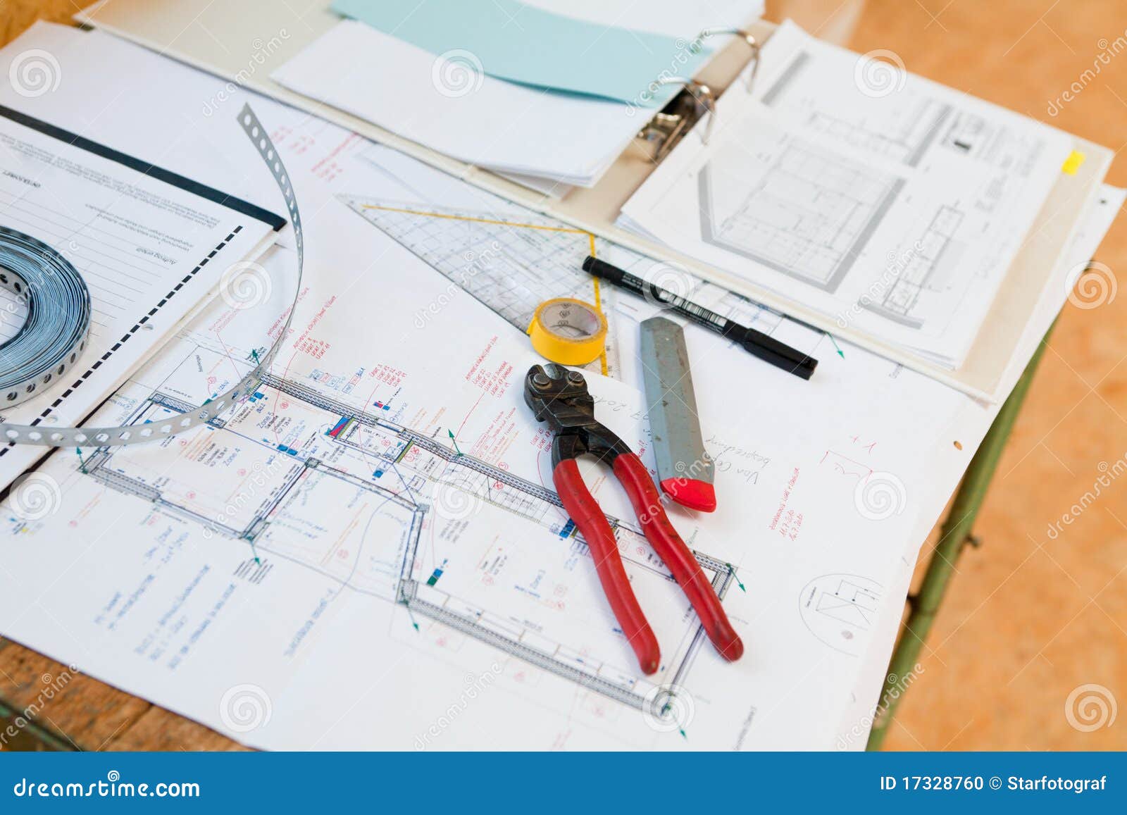 Blueprint and file folder stock photo. Image of design - 17328760