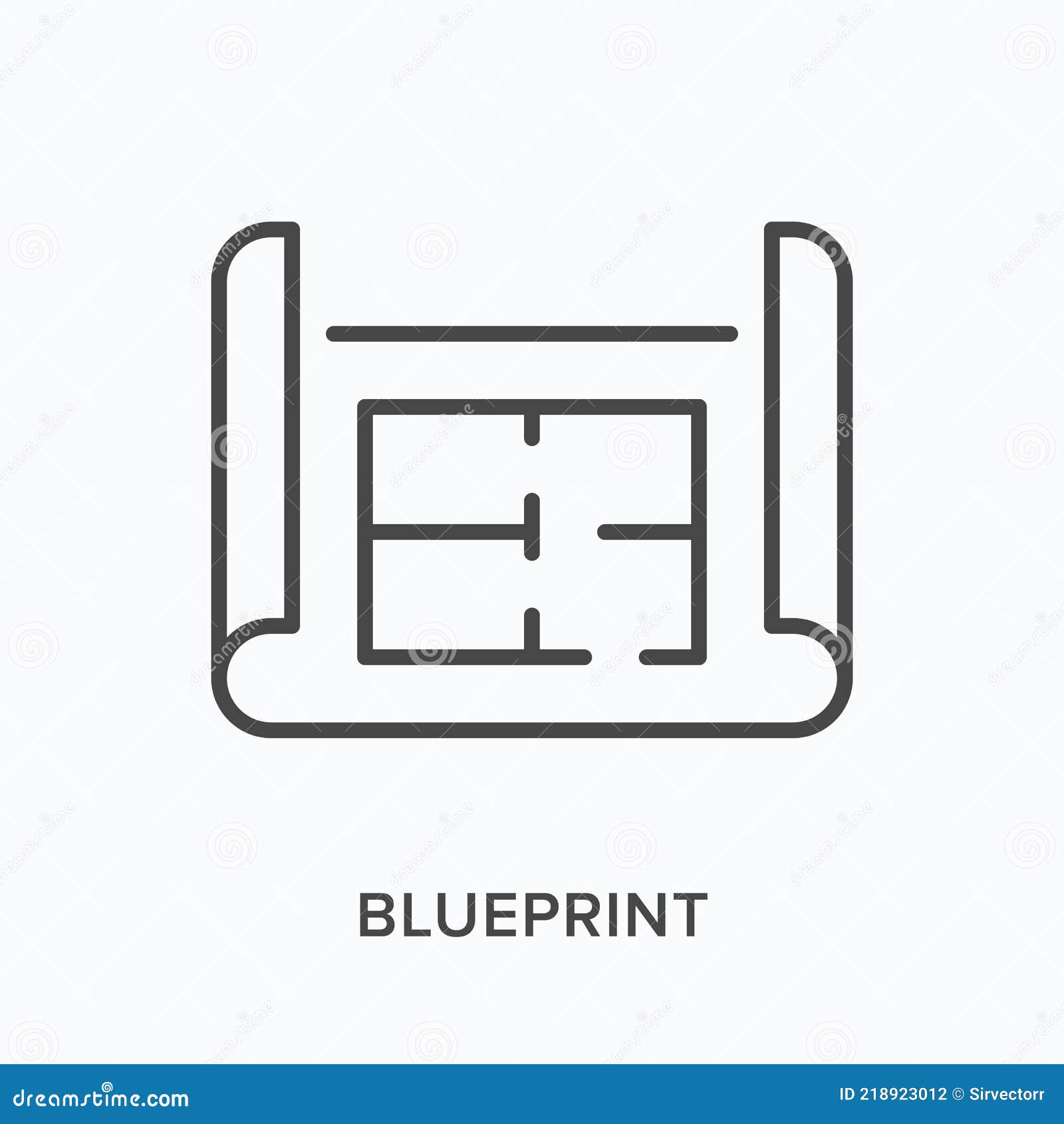 Blueprint Flat Line Icon. Vector Outline Illustration of Paper Plan ...