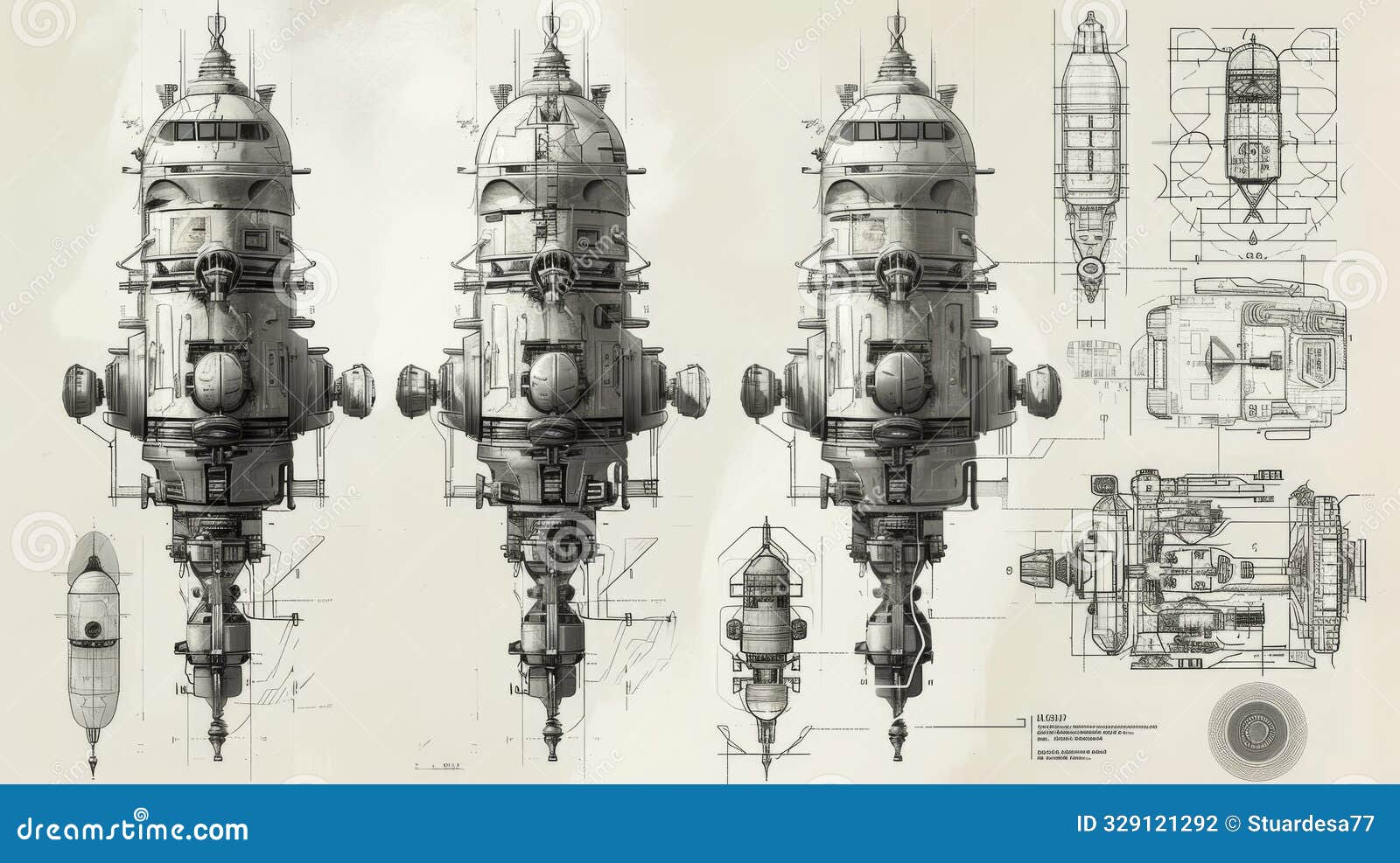 Blueprint of a Futuristic Spacecraft Design Stock Photo - Image of ...