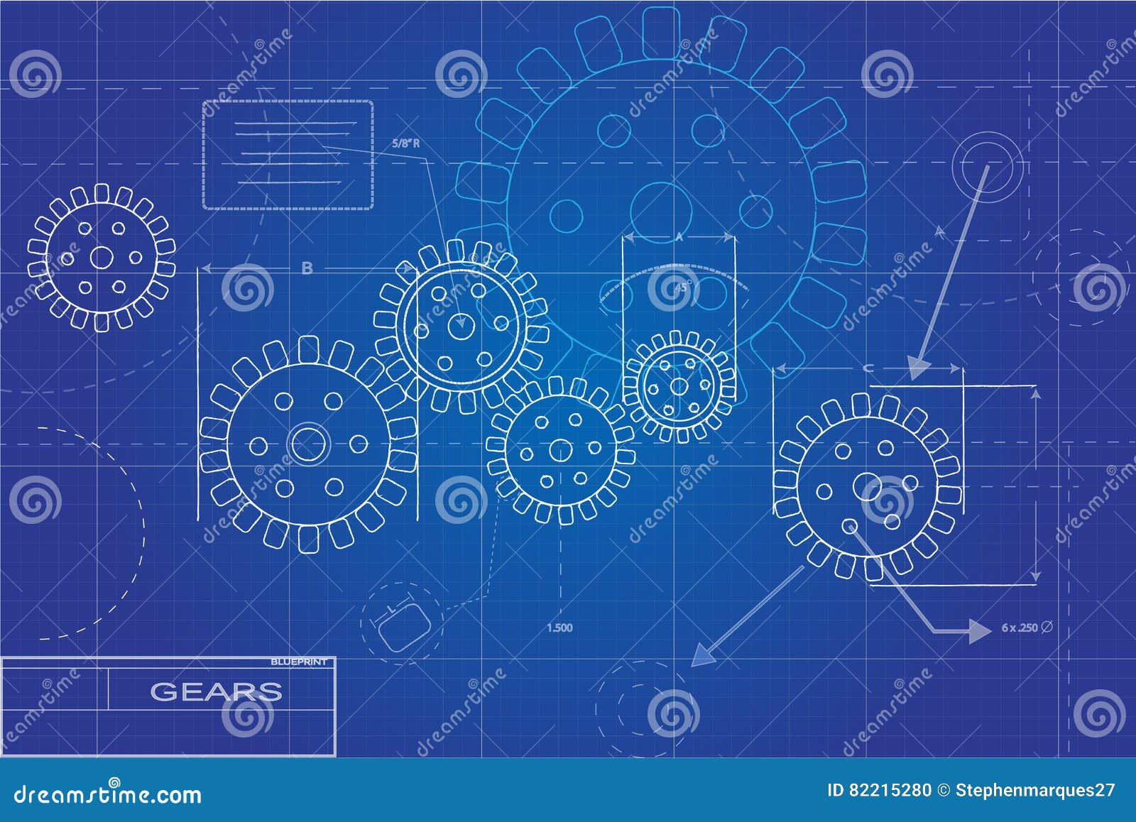 Blueprint Gears Illustration Stock Illustration - Illustration of ...