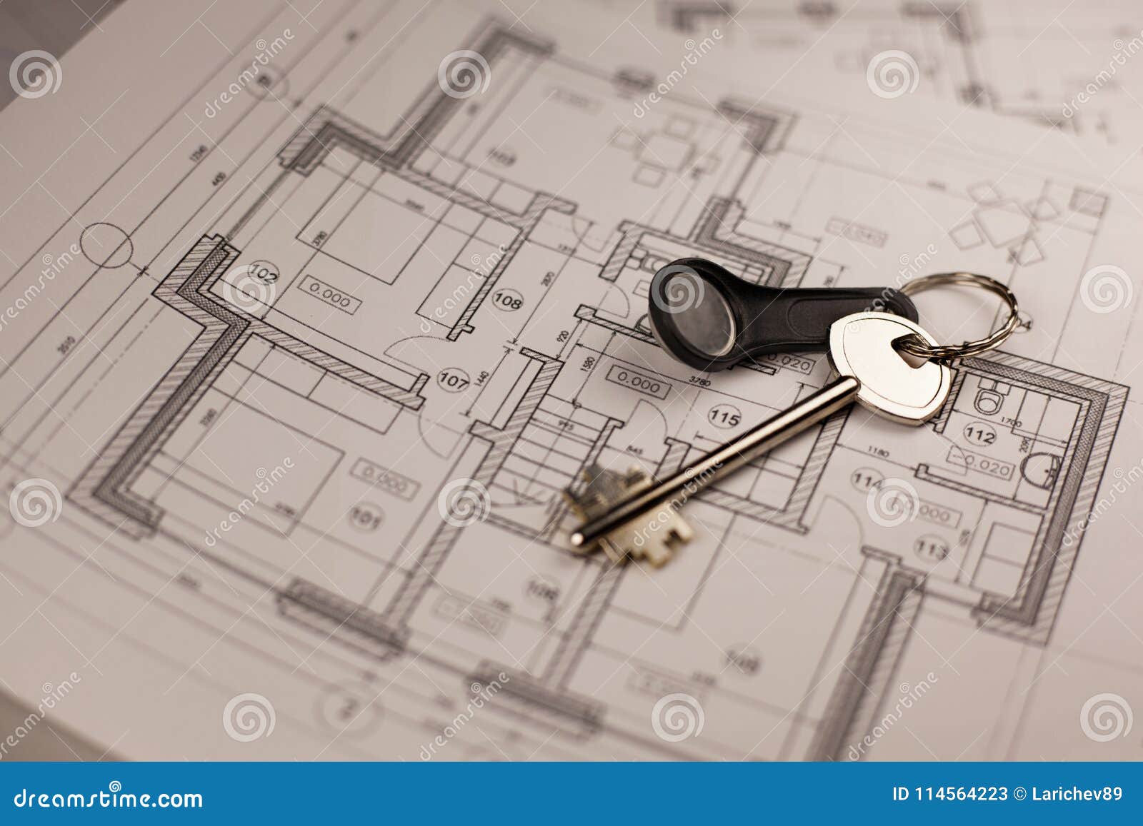 Blueprint Hose Plan with Keys Concept, Copy Space for the Text Stock ...