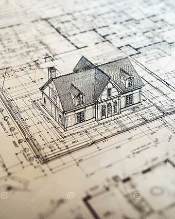Blueprint of House Design, Architectural Plan with Detailed Layout ...