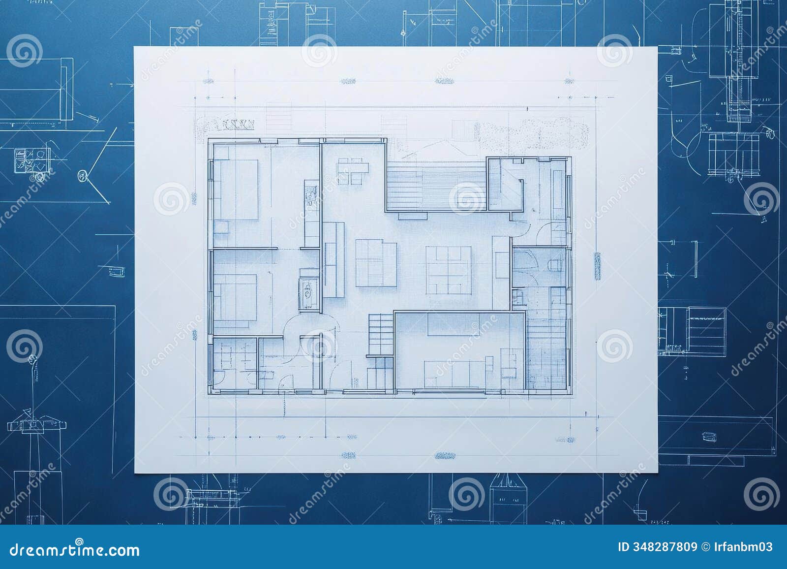 Blueprint of a House, a Detailed Architectural Plan Stock Illustration ...