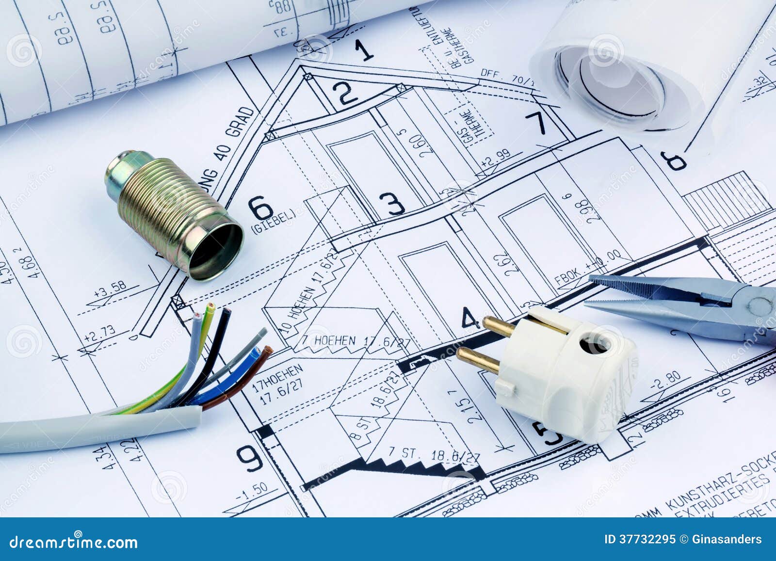 Blueprint for a House. Electrical Stock Image - Image of craftsman ...