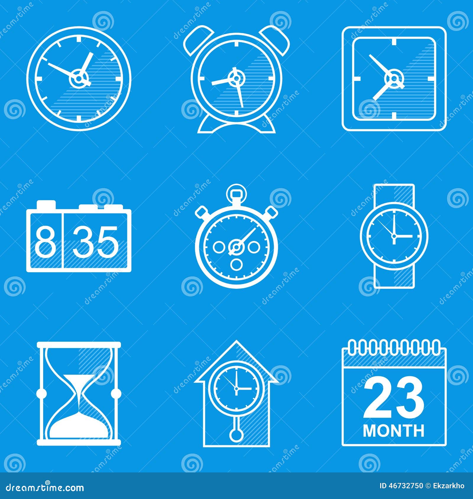 Blueprint icon set. Time stock vector. Illustration of pictogram - 46732750