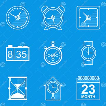 Blueprint icon set. Time stock vector. Illustration of pictogram - 46732750