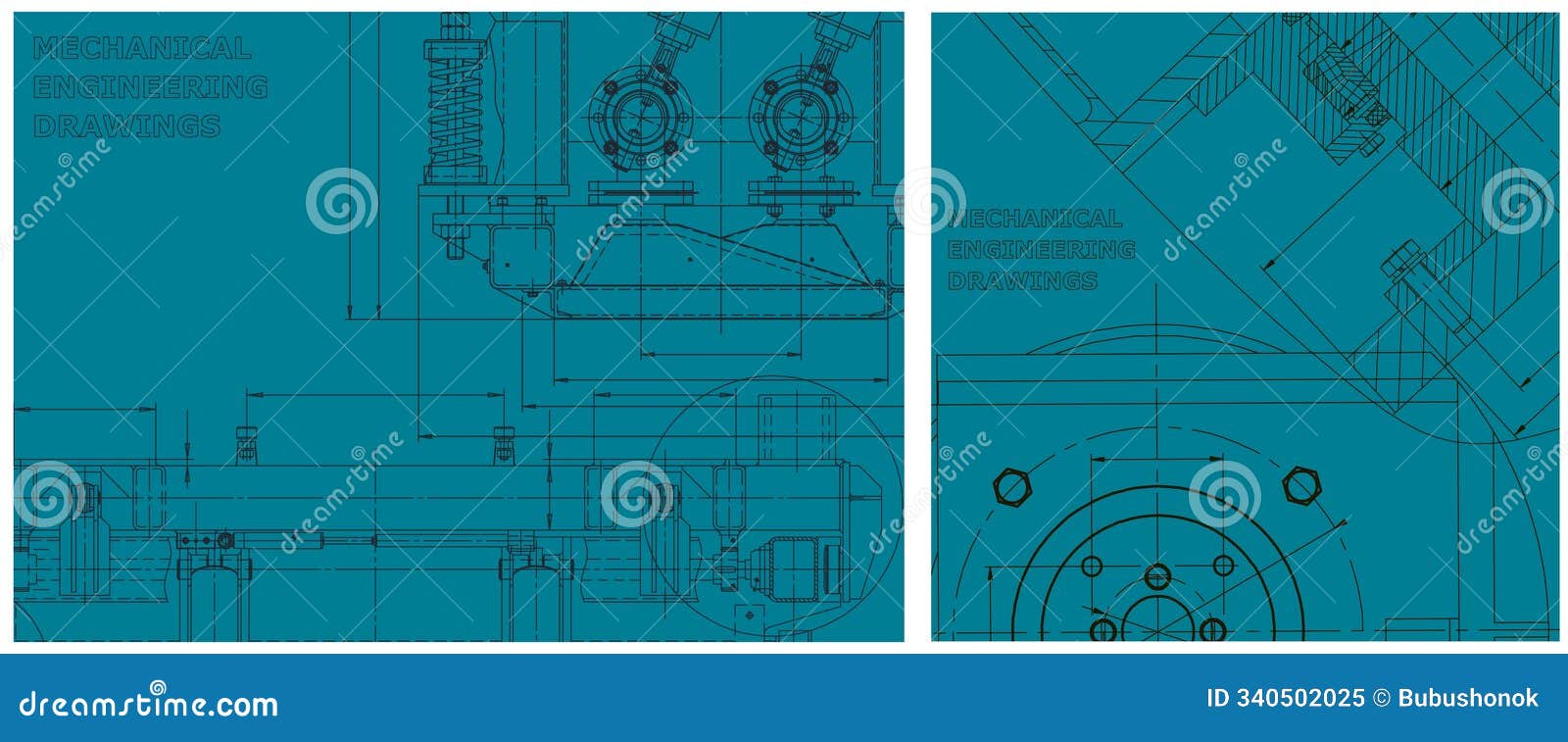 Blueprint Illustration Set. Engine Line Drawing Stock Vector ...