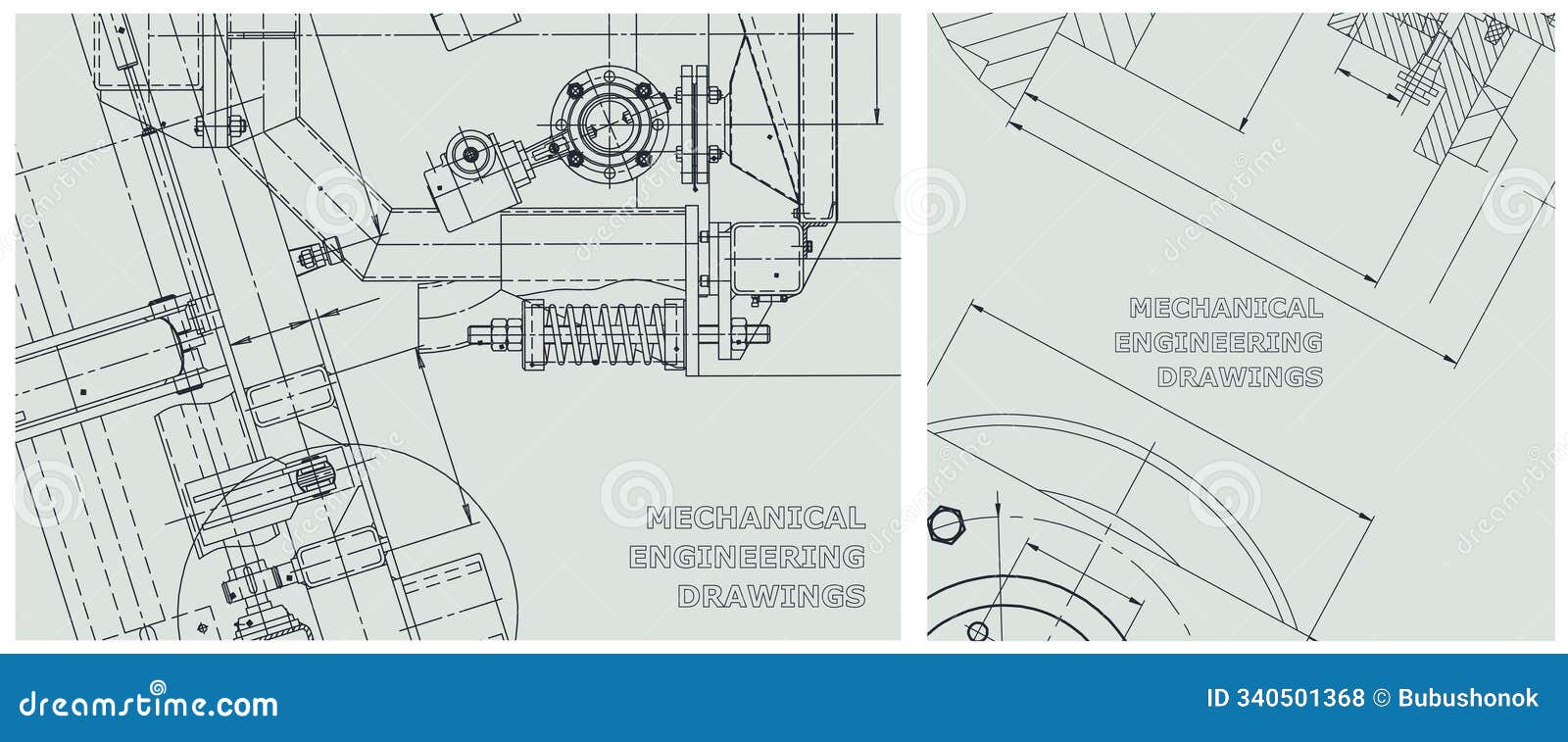 Blueprint Illustration Set. Engine Line Drawing Stock Vector ...