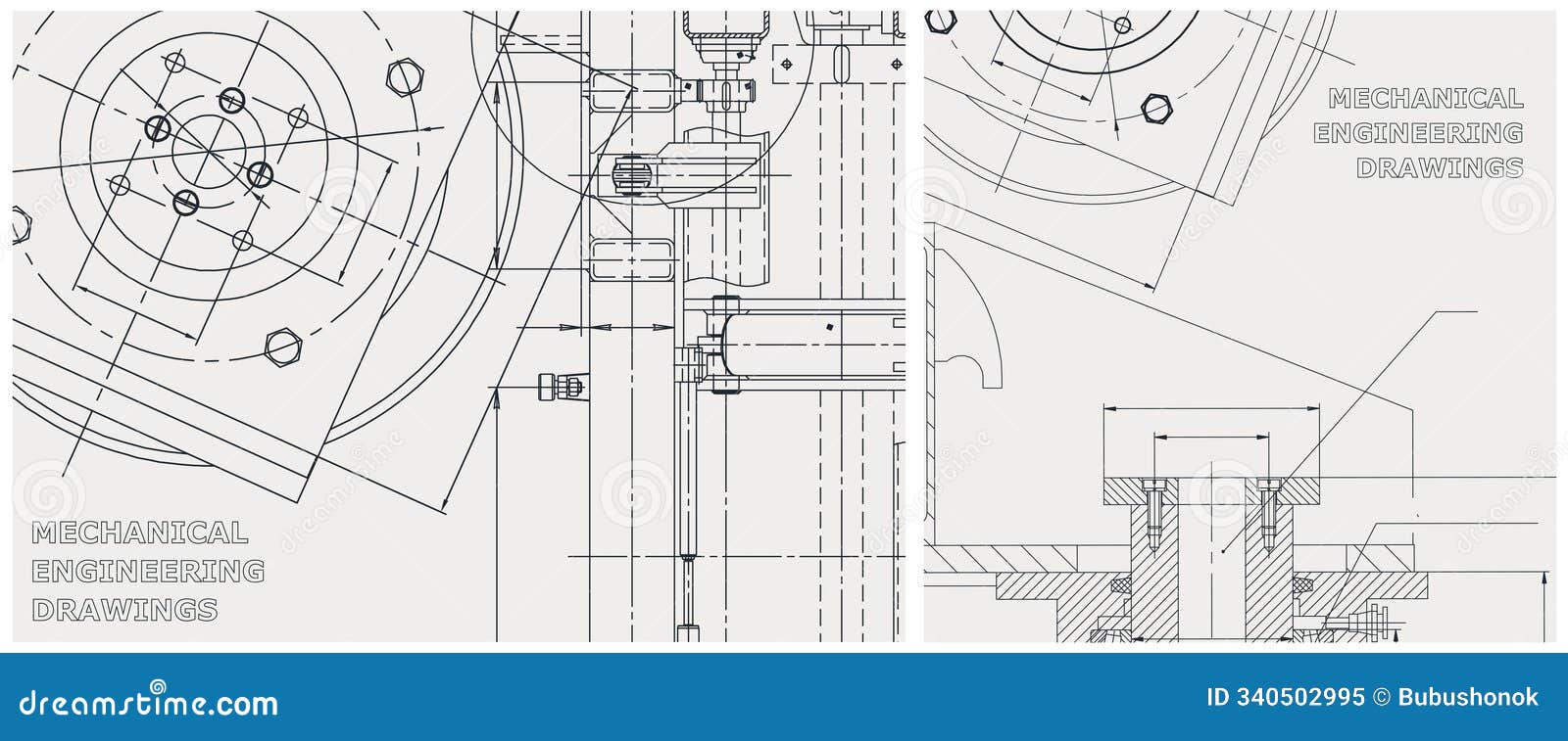 Blueprint Illustration Set. Engine Line Drawing Cartoon Vector ...