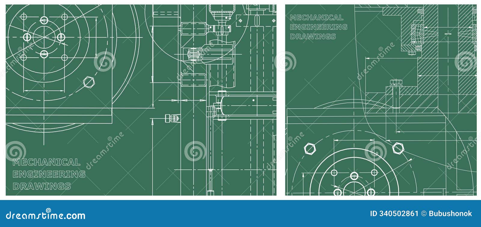 Blueprint Illustration Set. Engine Line Drawing Stock Vector ...