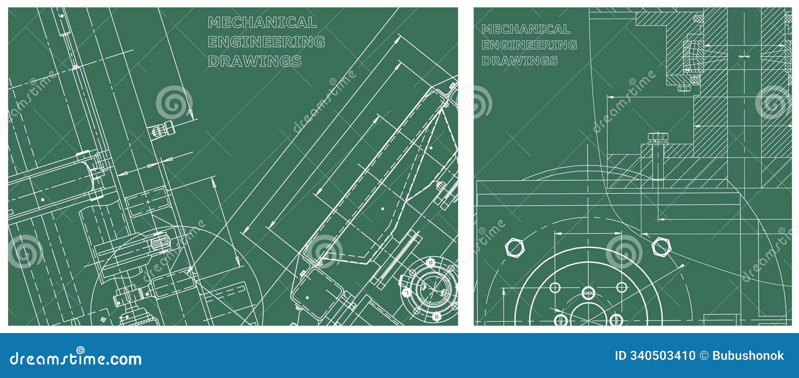 Blueprint Illustration Set. Engine Line Drawing Stock Vector ...
