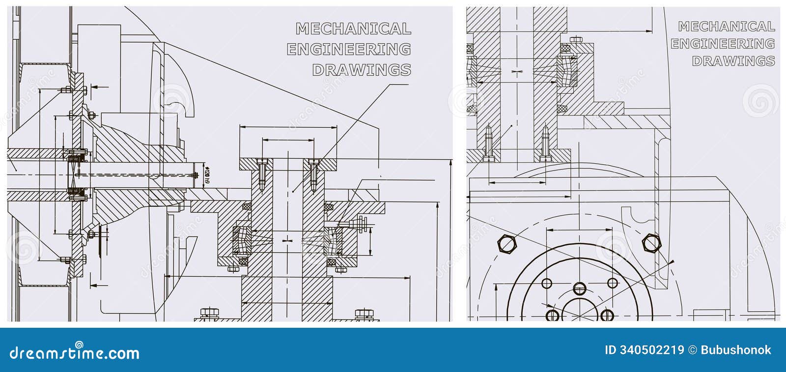 Blueprint Illustration Set. Engine Line Drawing Stock Vector ...