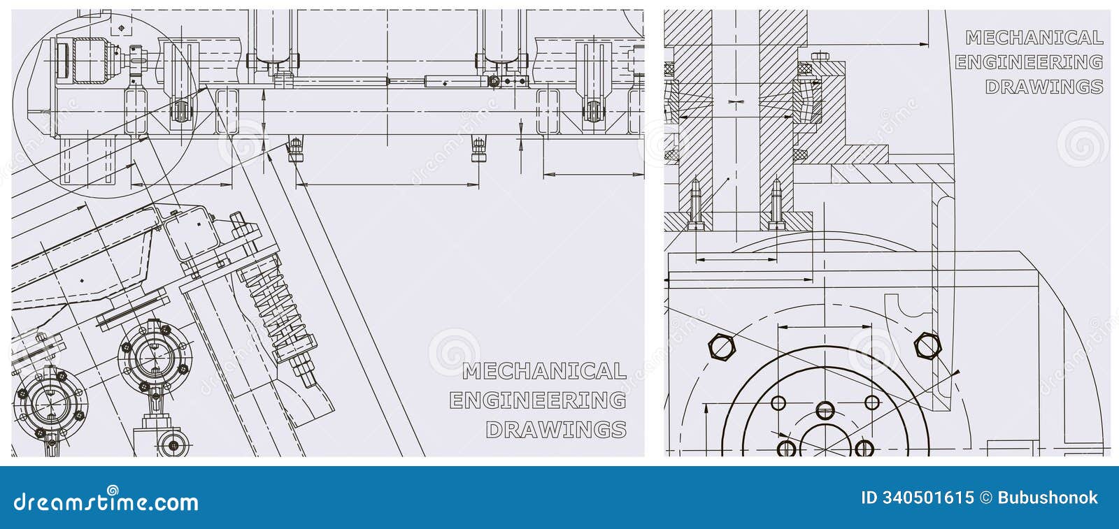 Blueprint Illustration Set. Engine Line Drawing Stock Illustration ...