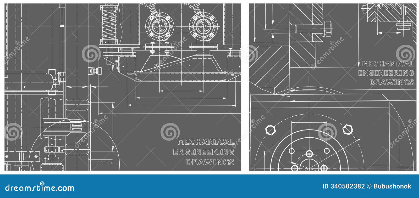 Blueprint Illustration Set. Engine Line Drawing Stock Vector ...