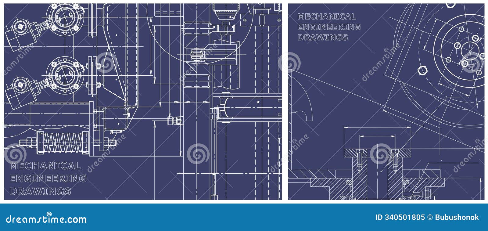 Blueprint Illustration Set. Engine Line Drawing Cartoon Vector ...
