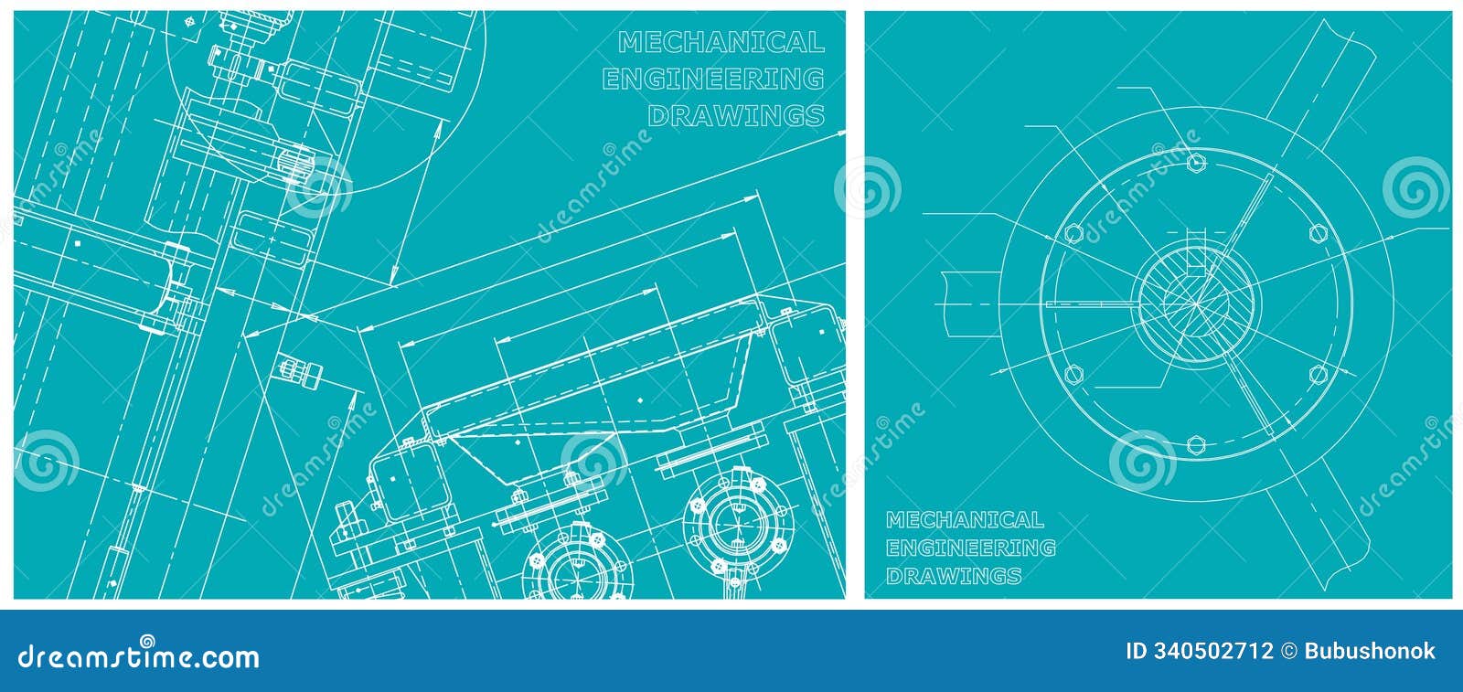 Blueprint Illustration Set. Engine Line Drawing Stock Vector ...