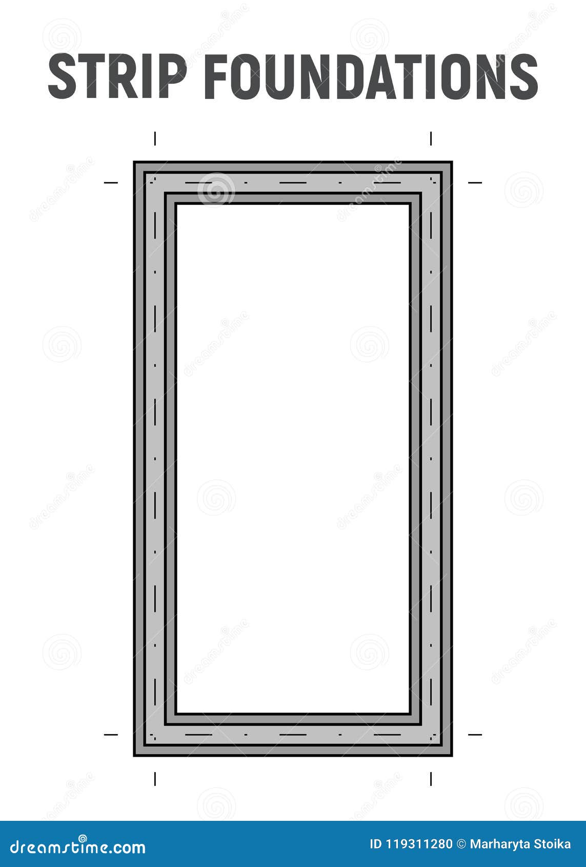 Blueprint Image Strip Foundation. Stock Vector - Illustration of strip ...