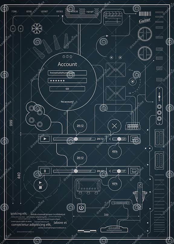 Blueprint Infographics Drawing a Schematic Stock Vector - Illustration ...