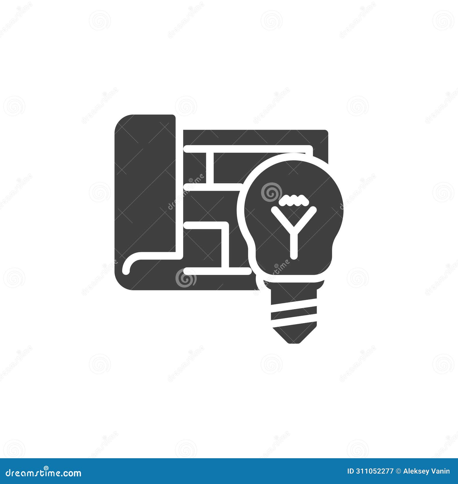 Blueprint and Light Bulb Vector Icon Stock Vector - Illustration of ...