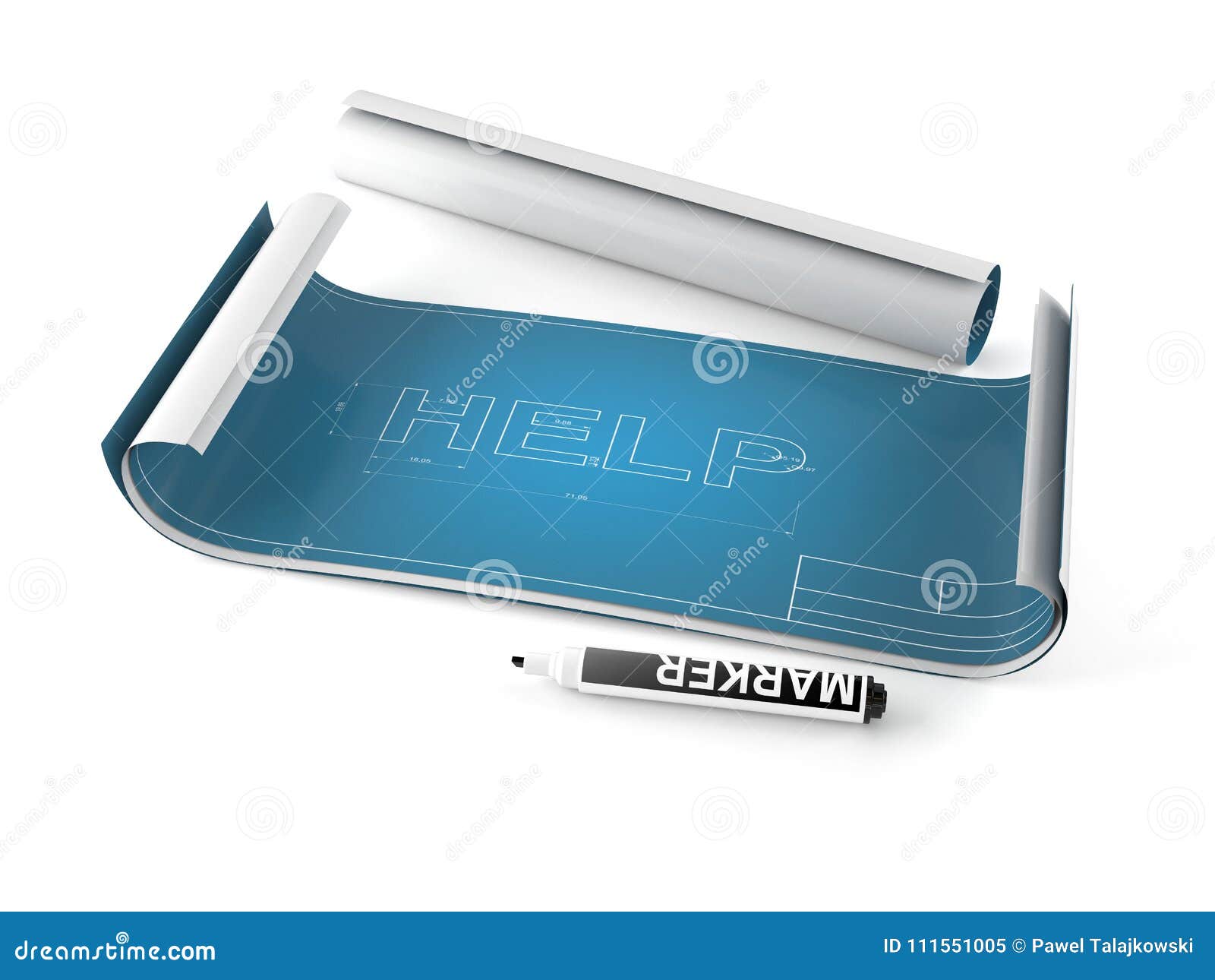 Blueprint with marker stock illustration. Illustration of blueprint ...