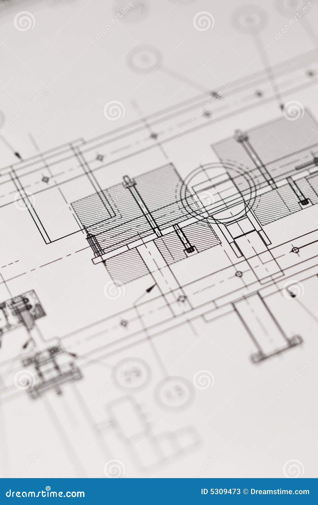 Blueprint of a Mechanical System Stock Image - Image of life, close ...