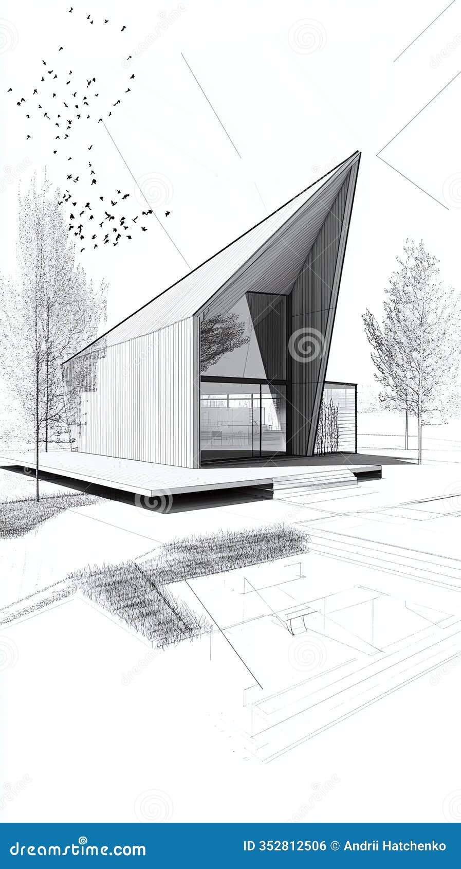 Blueprint of a Minimalist Home with Sharp Angles and Modern Aesthetic ...