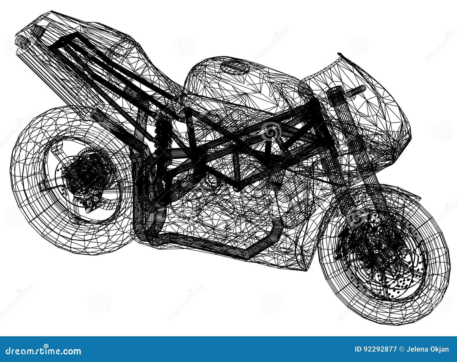 Blueprint Motorcycle â€“ 3D Perspective Stock Illustration ...