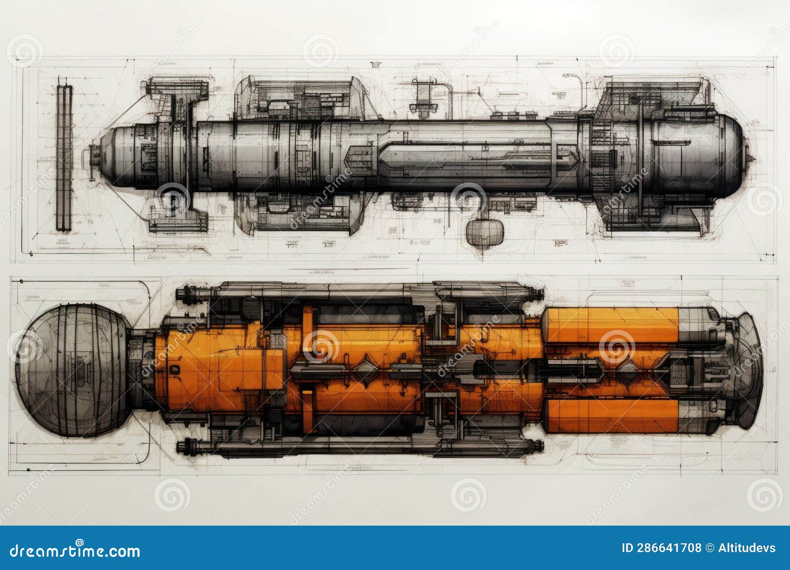Blueprint of Nuclear Battery Design Concept Stock Illustration ...
