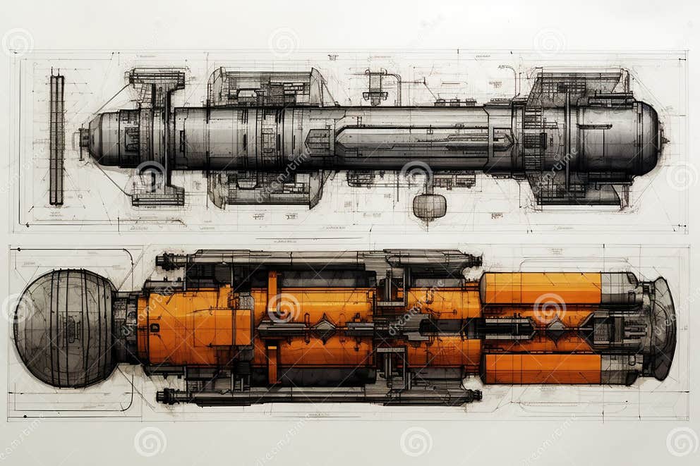 Blueprint of Nuclear Battery Design Concept Stock Photo - Image of ...
