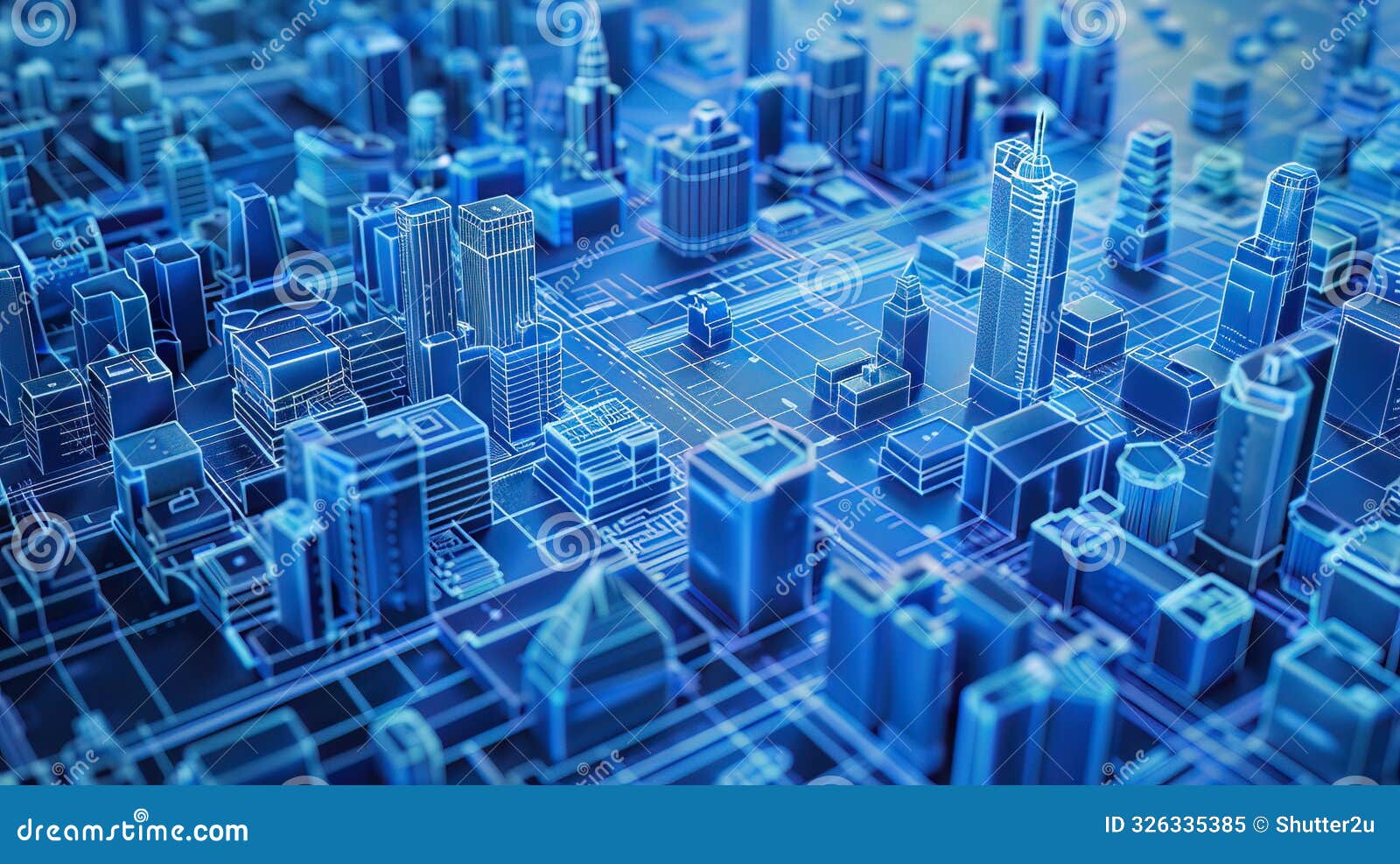 A Blueprint Overlaid on a Cityscape Representing the Planning and ...