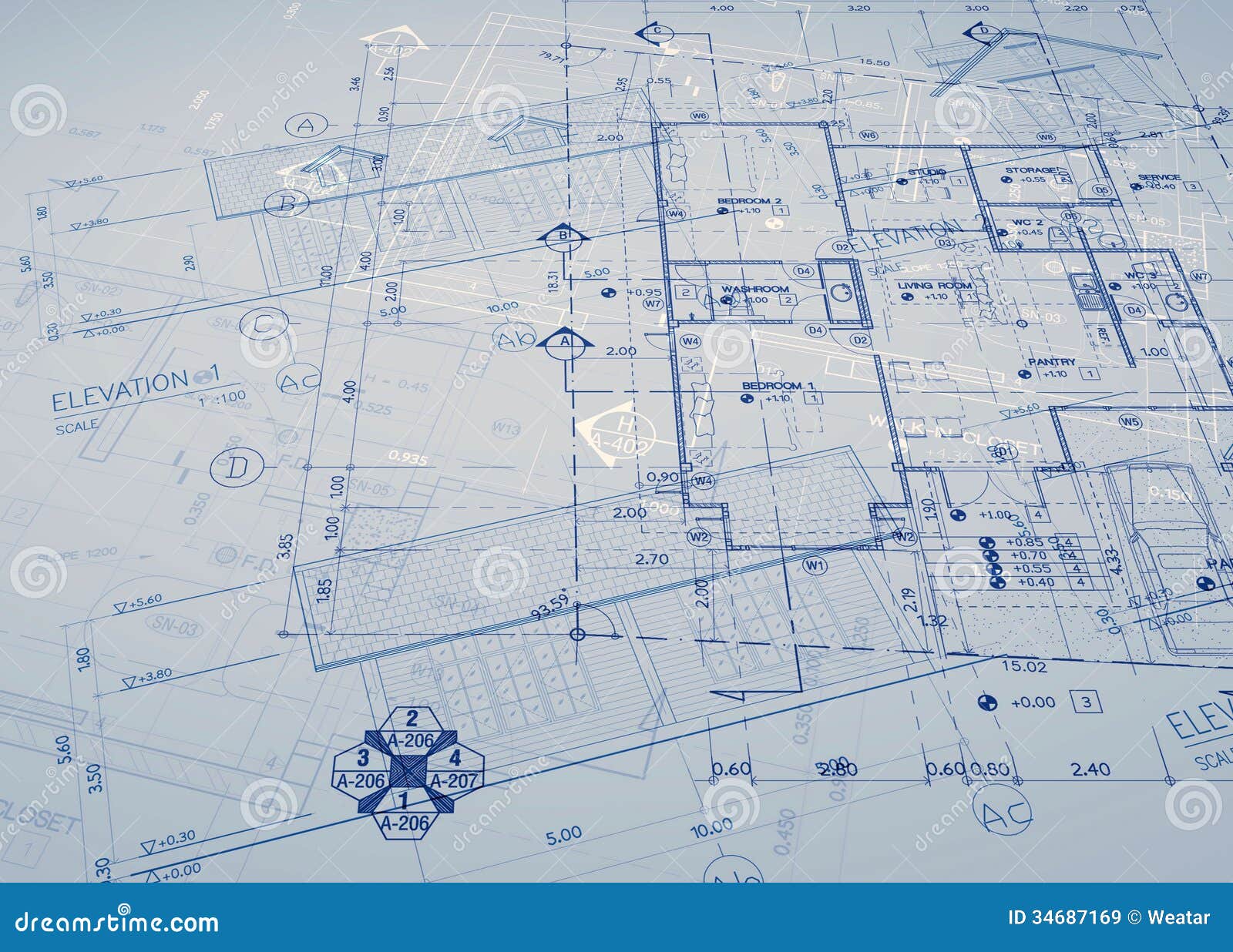 Blueprint overlay stock image. Image of blue, planning - 34687169