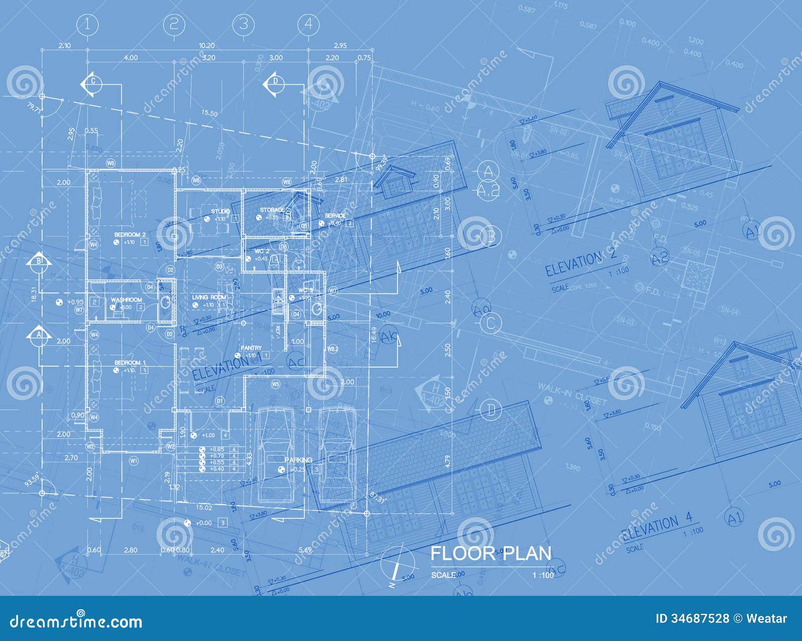 Blueprint overlay stock illustration. Illustration of construction ...