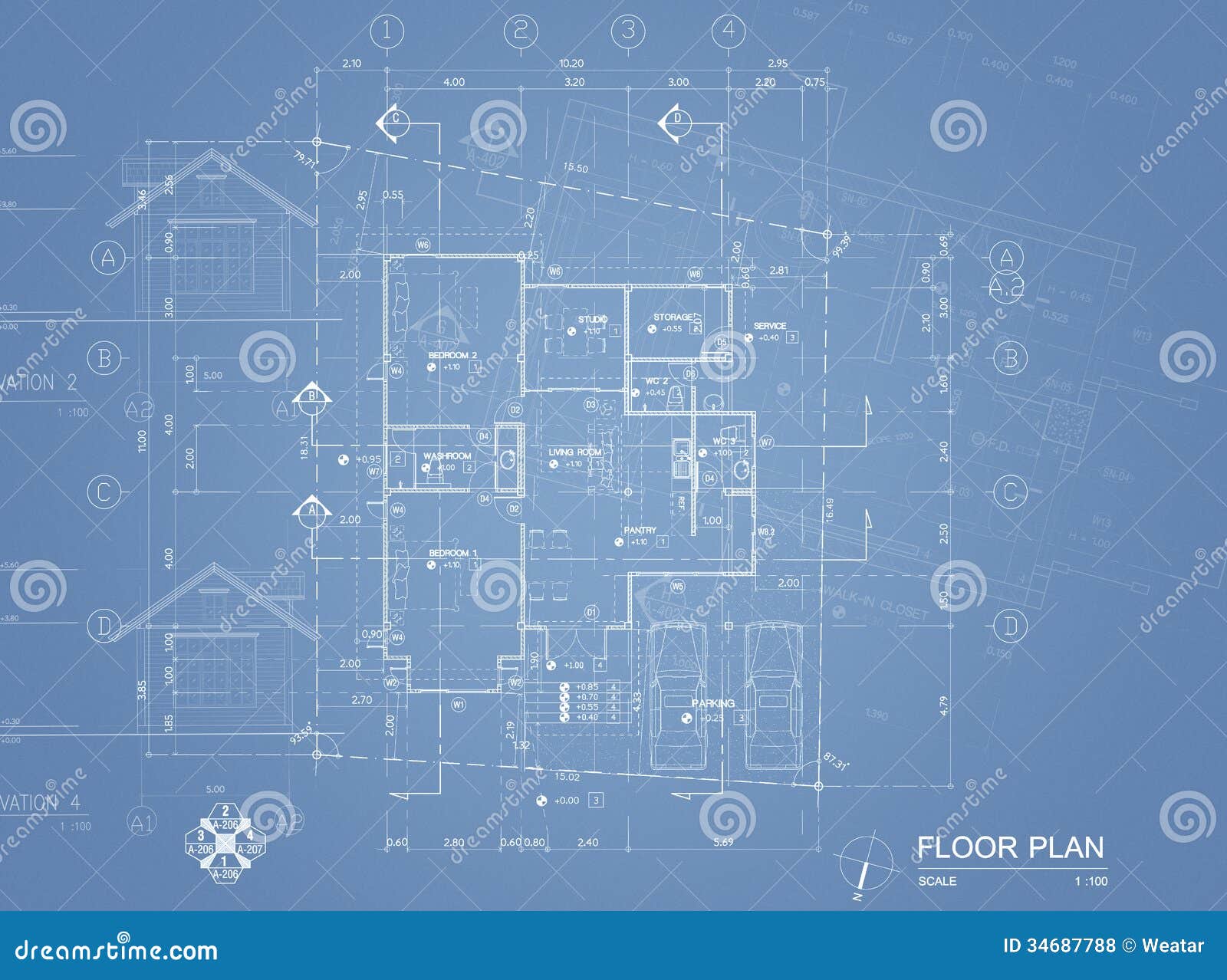 Blueprint overlay stock illustration. Illustration of people - 34687788