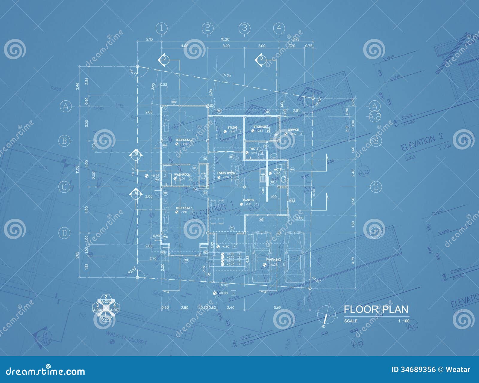 Blueprint overlay stock illustration. Illustration of planning - 34689356