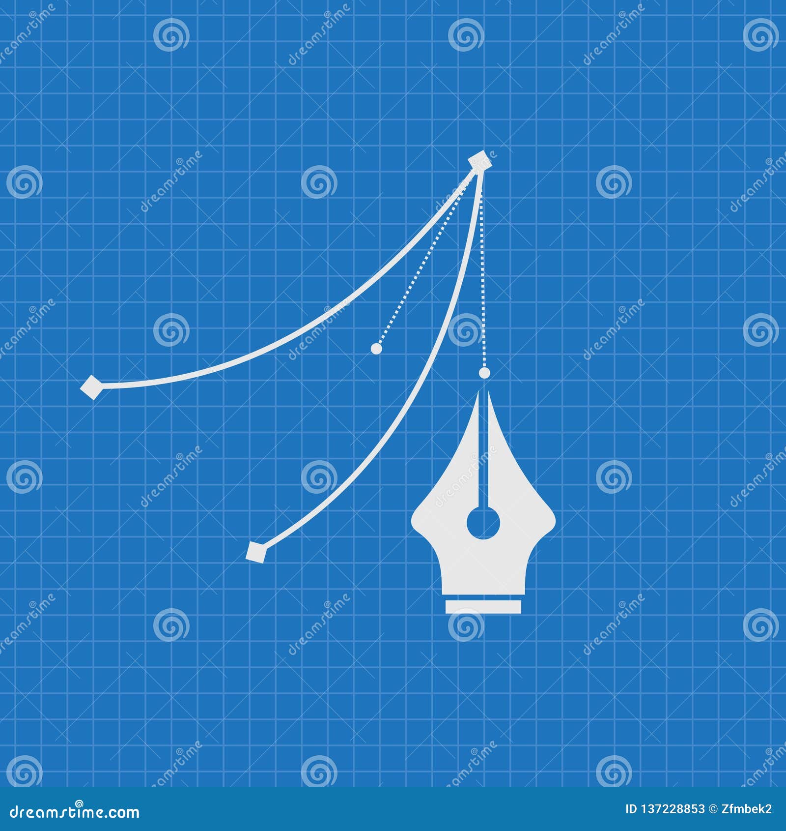 Blueprint of Pen Tool Cursor and Curve Control Points. Vector ...