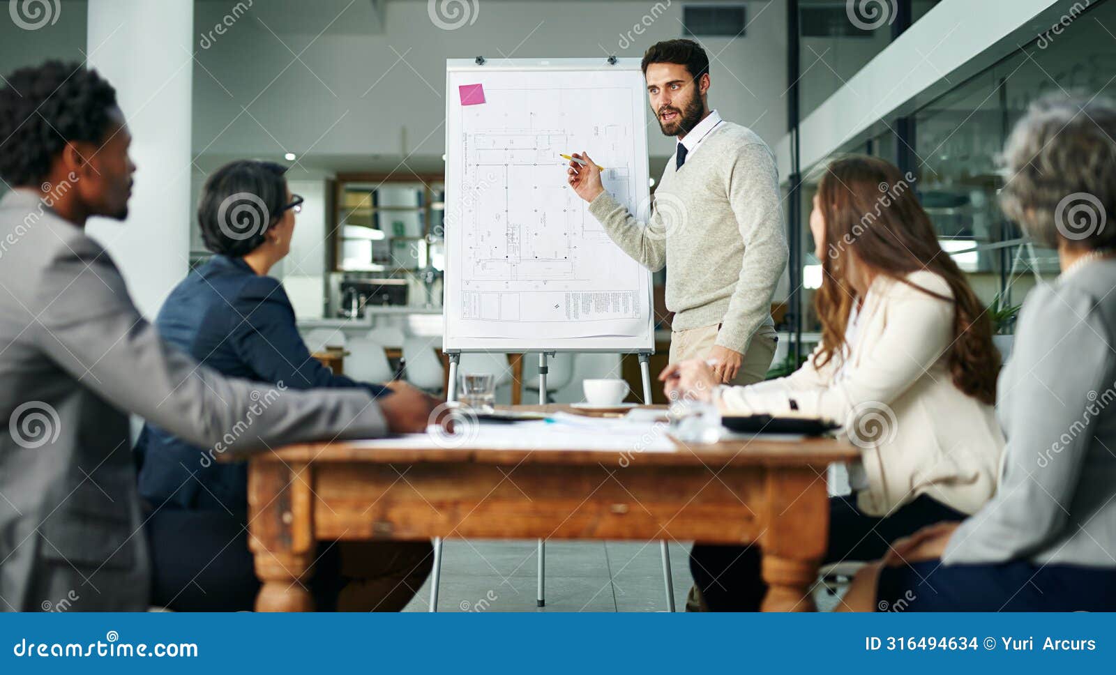 Blueprint, People or Architect Speaking Presentation in Meeting for ...