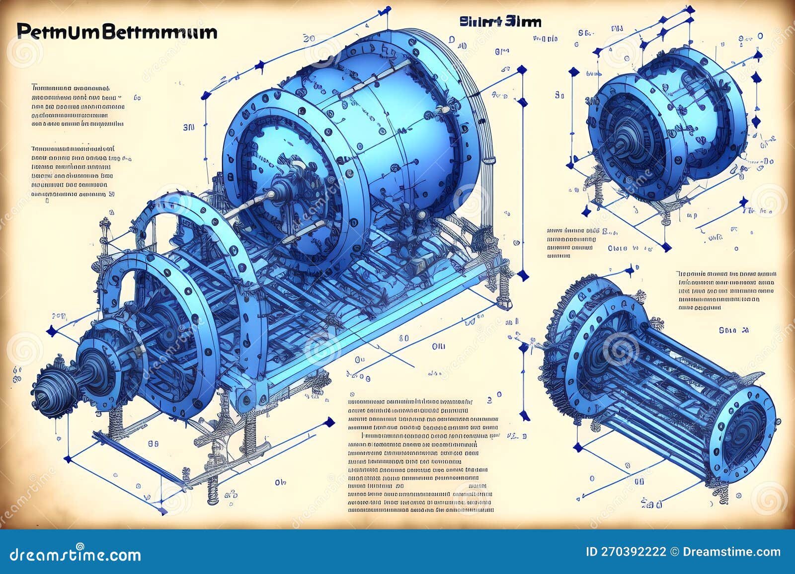 Blueprint Of Perpetuum Mobile Machine, Generative AI Illustration Stock ...