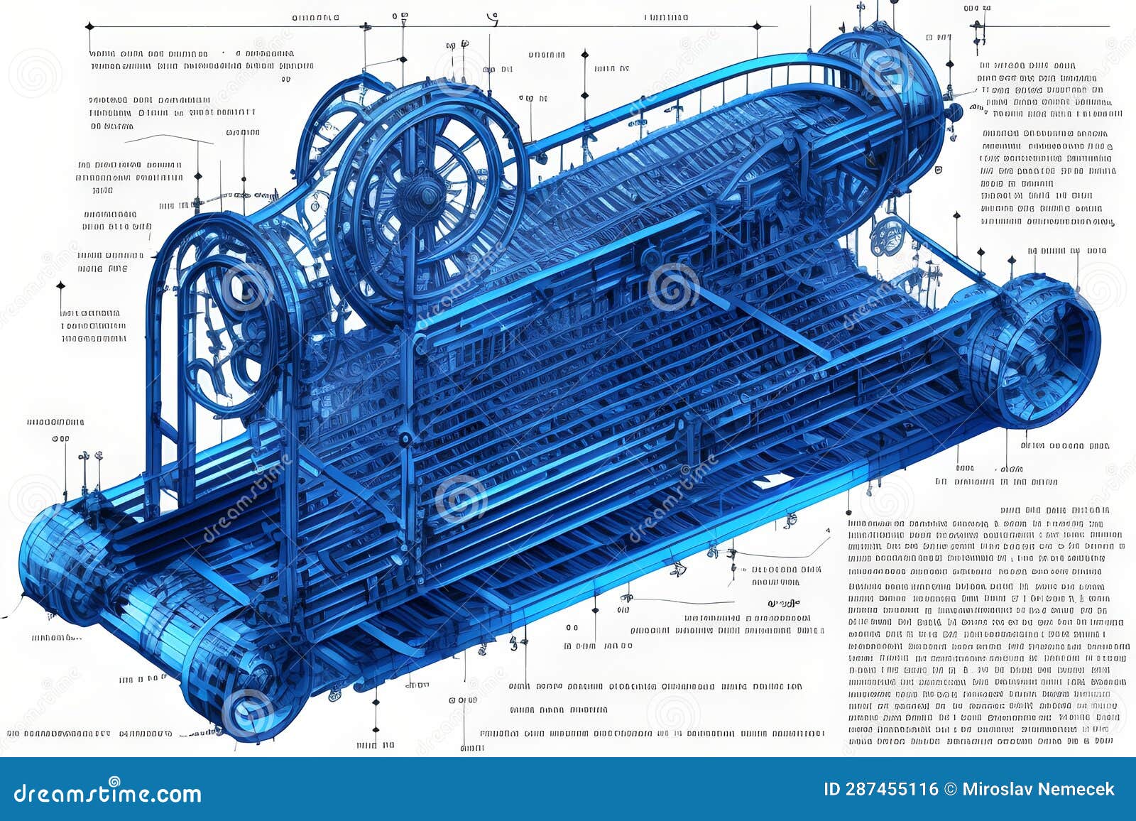 Blueprint Of Perpetuum Mobile Machine, Generative AI Illustration Stock ...