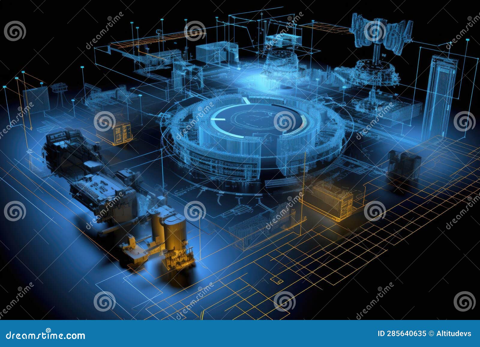 Blueprint of Quantum Radar Technology Design Stock Illustration ...