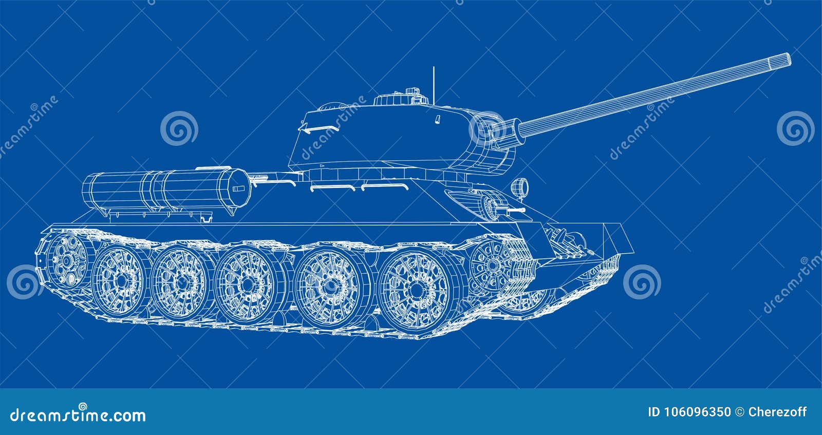 Blueprint of Realistic Tank Stock Vector - Illustration of outline ...