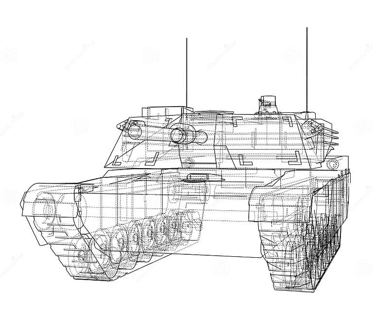 Blueprint of Realistic Tank Stock Vector - Illustration of line, armed ...