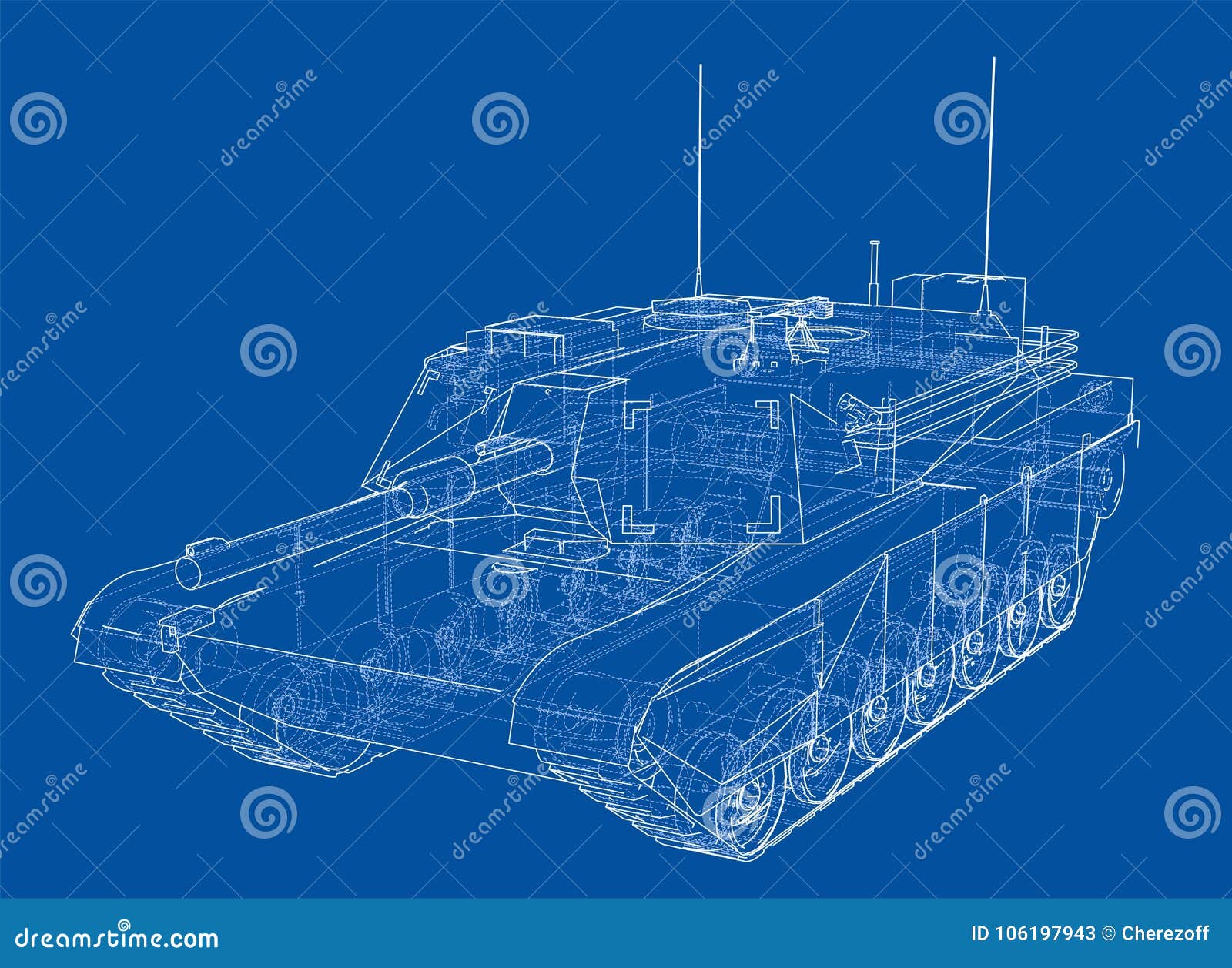 Blueprint of Realistic Tank Stock Vector - Illustration of design ...