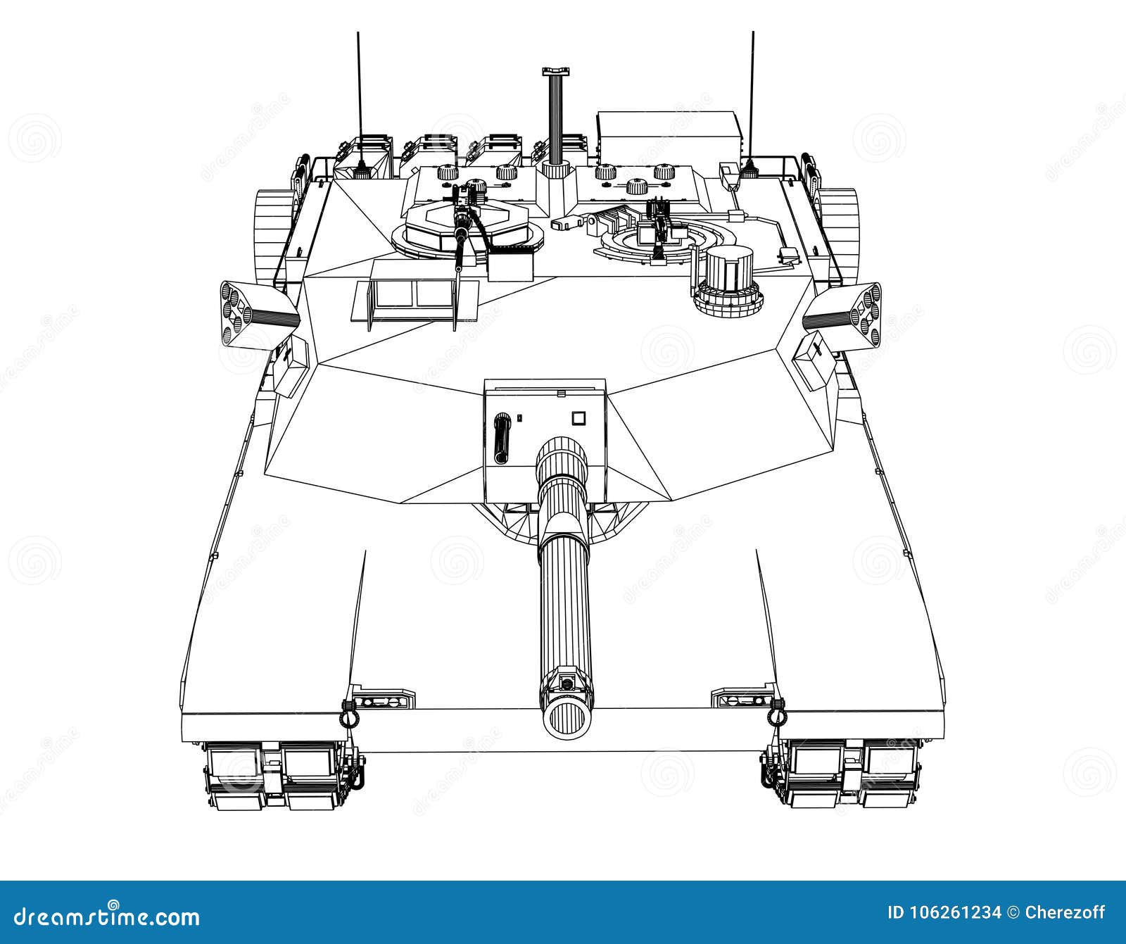 Blueprint of Realistic Tank Stock Vector - Illustration of armored ...